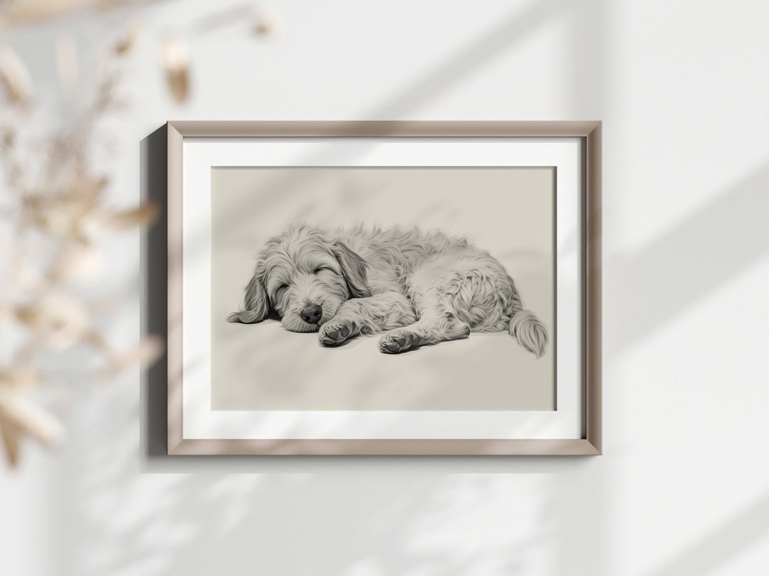 Goldendoodle Art Print - Goldendoodle Drawing - Wall Decor - Pencil ...