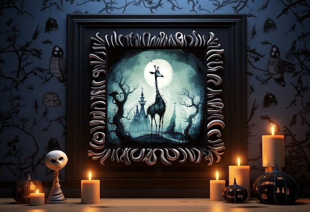 Giraffe Gothic Wall Art Print, Home Decor, Digital Art Print, Horror ...
