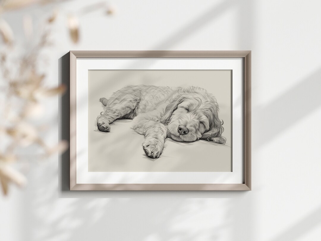 Labradoodle Print Labradoodle Drawing Wall Decor Pencil Sketch Digital ...