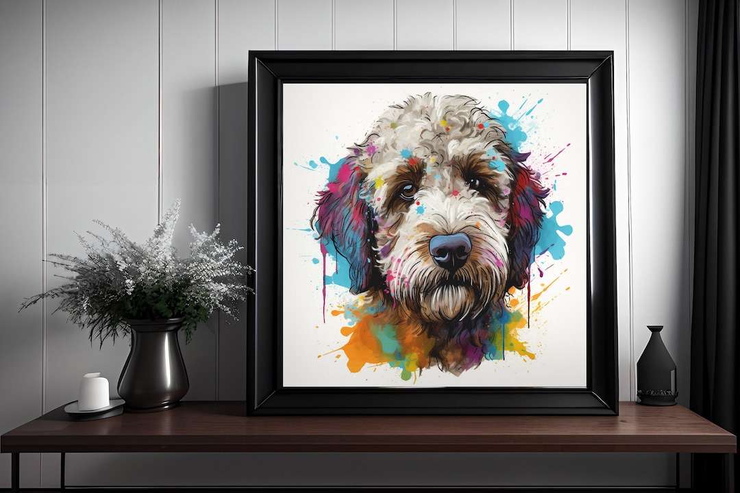 Labradoodle Watercolor Art Print: Funny Dog Portrait (digital Download ...