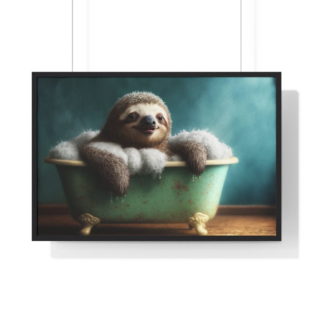 Sloth in Bathtub Printable, Sloth Wall Decor, Sloth Bathing, Funny ...