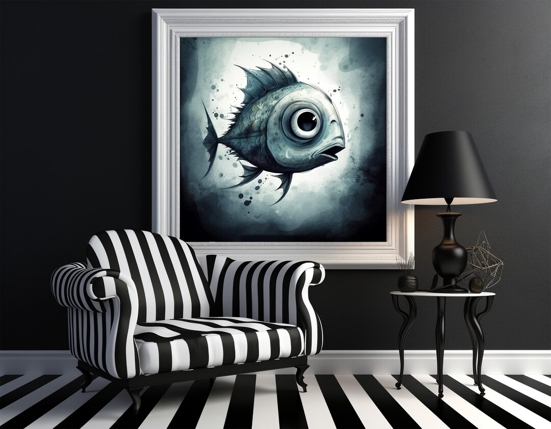 Gothic Fish Wall Art Print: Horror Halloween Decor (digital Download ...