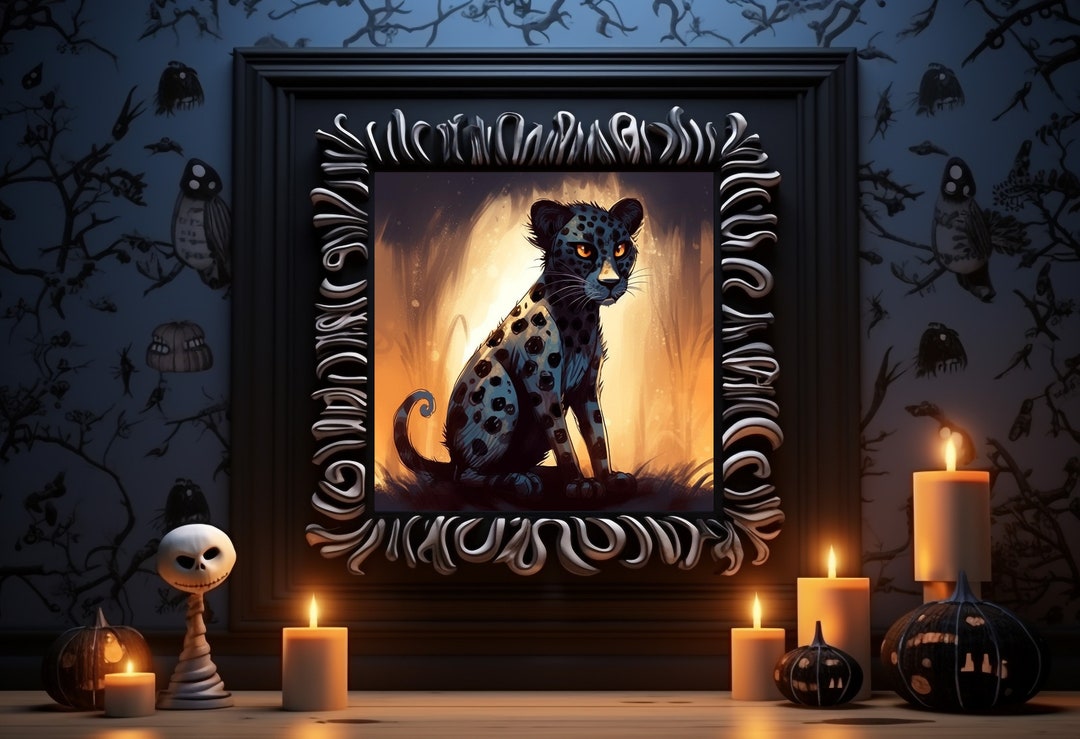 Leopard Gothic Wall Art Print, Home Decor, Digital Art Print, Horror ...