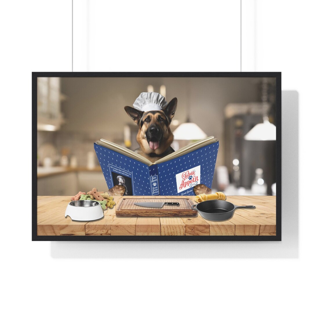 Funny German Shepherd Kitchen Art Print: Chef Dog Decor (digital ...