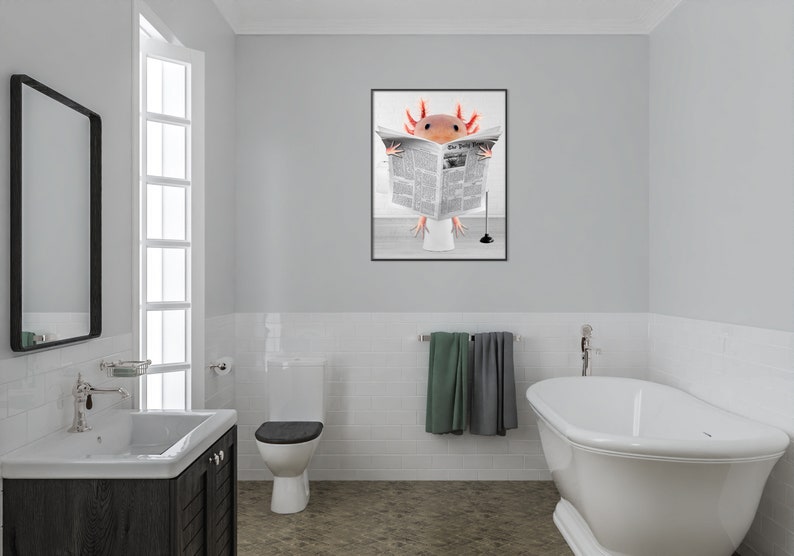 Axolotl Print Funny Bathroom Decor Axolotl in Toilet Animal - Etsy