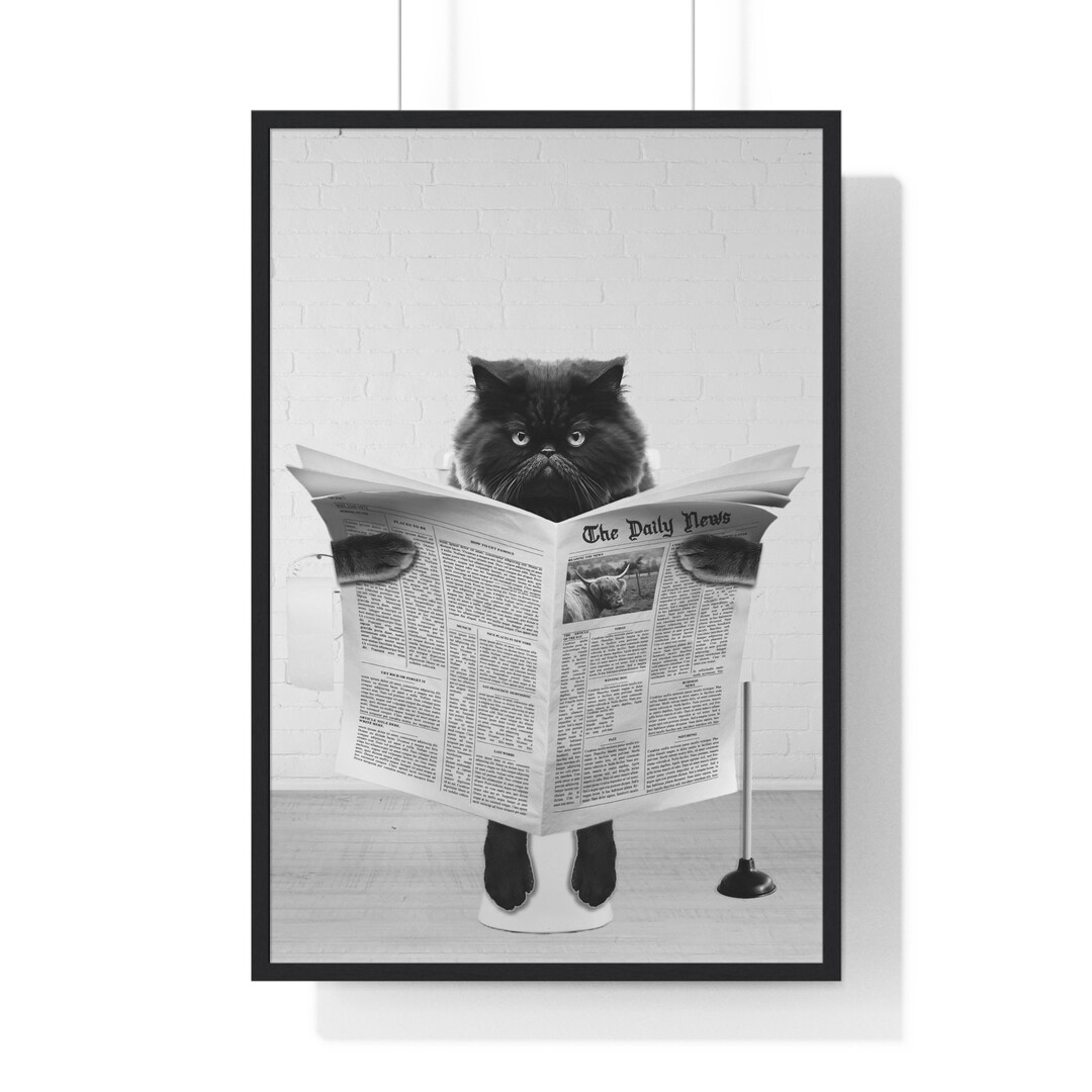 Grumpy Black Cat Toilet Print: Funny Bathroom Wall Art (digital ...