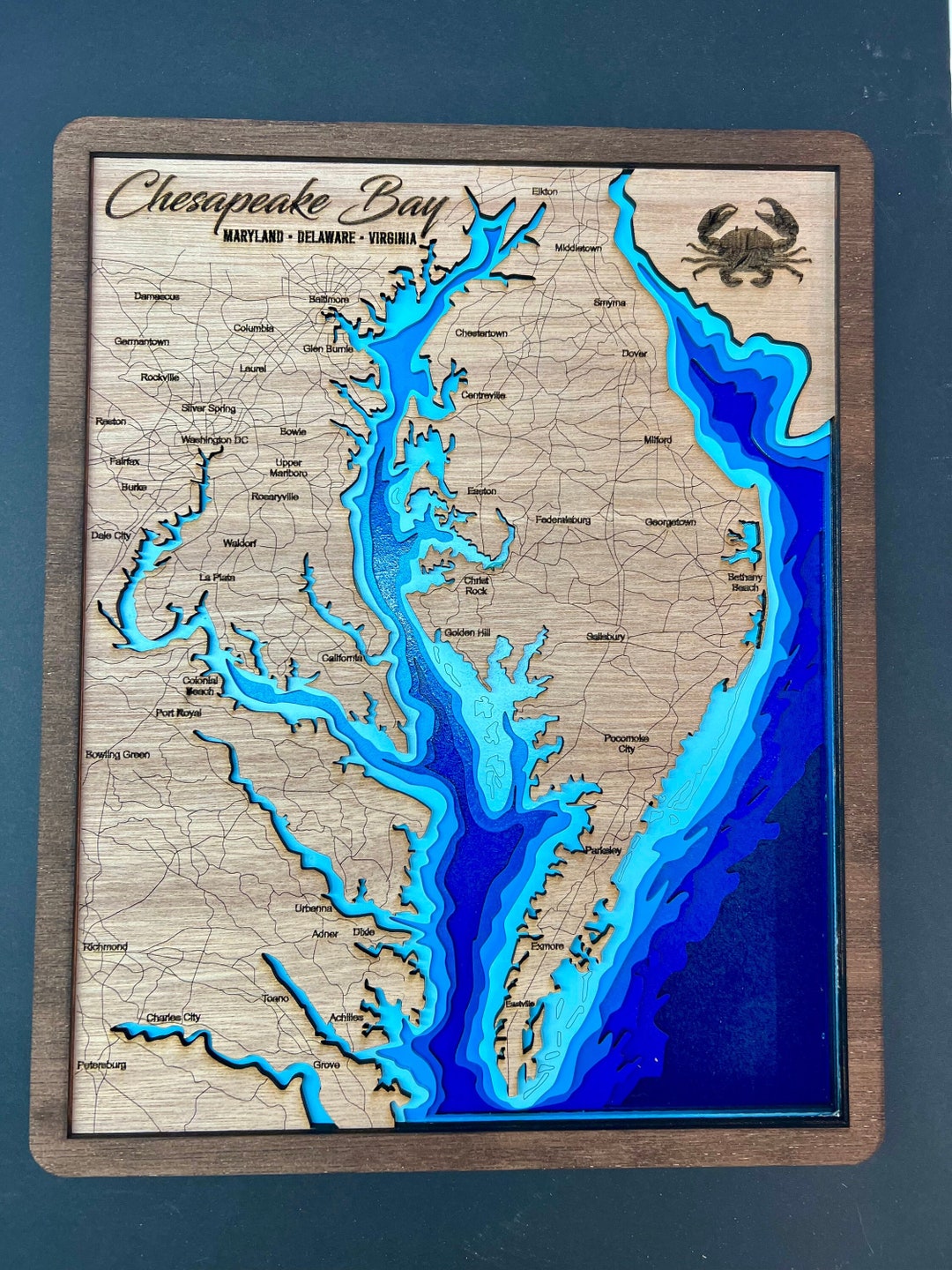Chesapeake Bay Map / Laser Cut Multi Layer Wood - Etsy