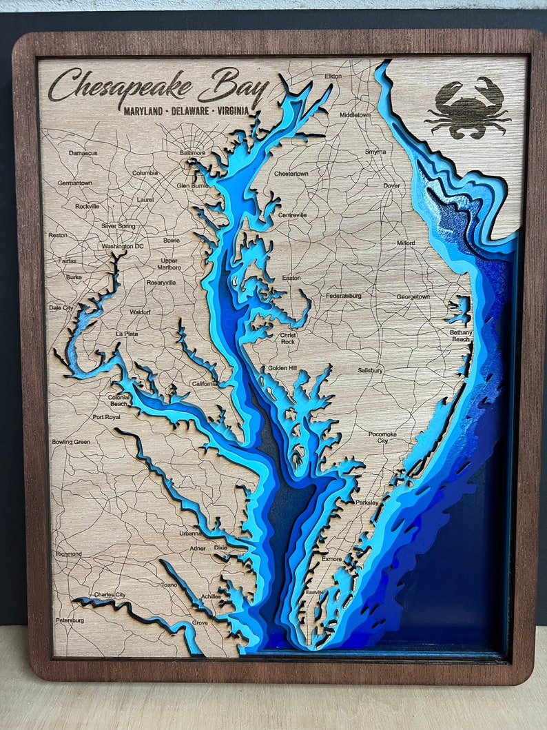 Chesapeake Bay Map / Laser Cut Multi Layer Wood - Etsy