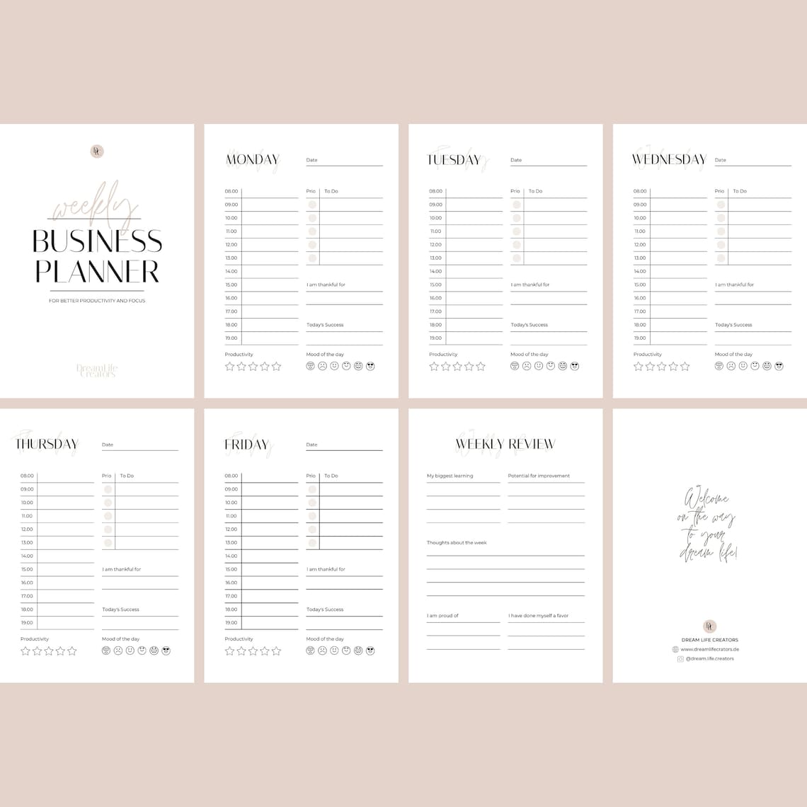 Printable Weekly Business Planner Printable To-do List Weekly Planner ...