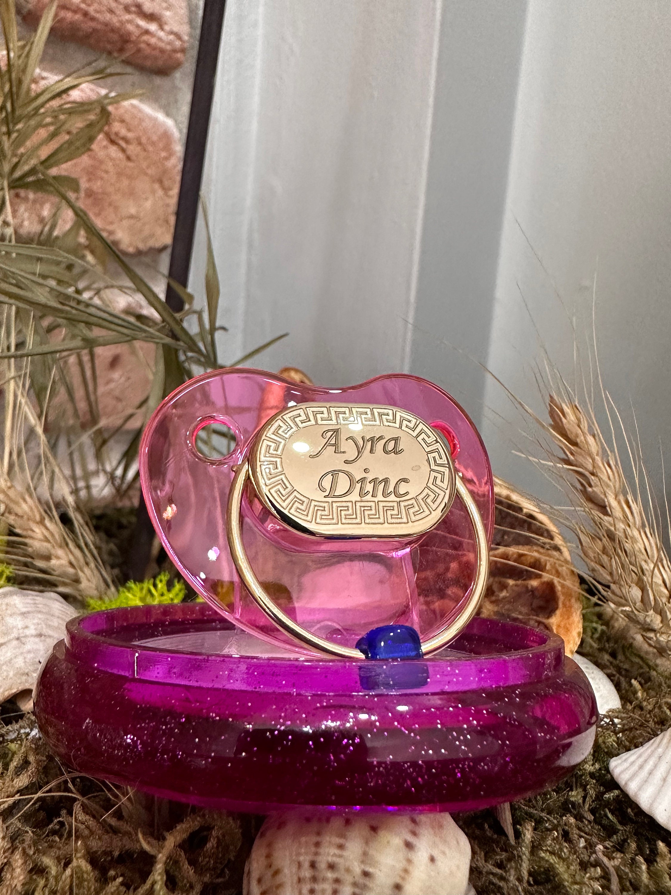 Real 14 K Gold Baby Name Personalize Gift 14k Gold Pacifier ...