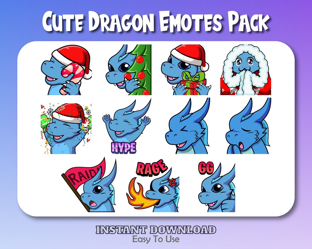 Cute Dragon Emotes Pack 11 Emotes of Cute Dragon Dragon - Etsy