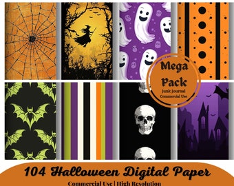 Halloween Theme Digital Paper, Trick or Treat Scrapbook Papers ...