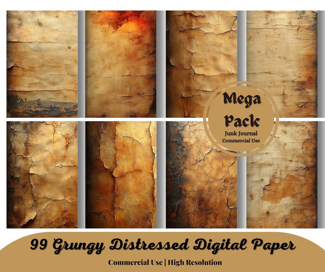 99 Grungy Distressed Digital Paper, Vintage Image, Cracking, Burnt ...