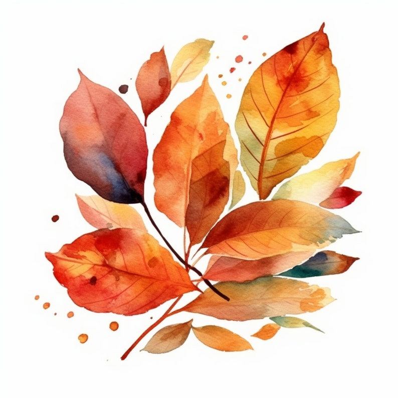 Watercolor Fall Leaves Clipart Autumn Clipart Fall Clipart Thanksgiving ...