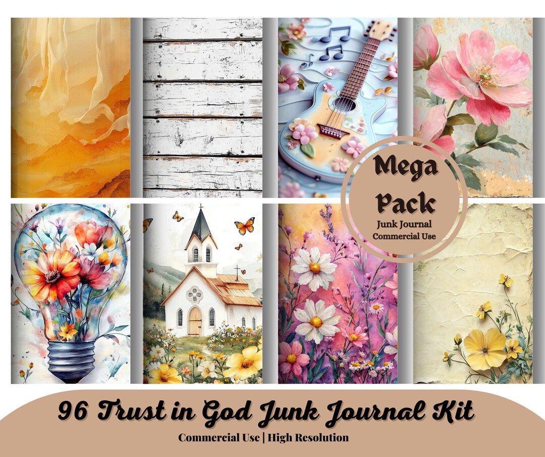 Trust in God Junk Journal Kit Faith Prayer Journal Jesus Collage Sheets ...