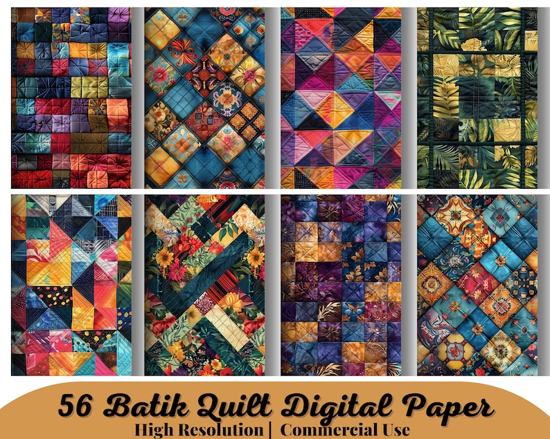56 Batik Quilt Digital Paper, Seamless Textures Digital Paper ...