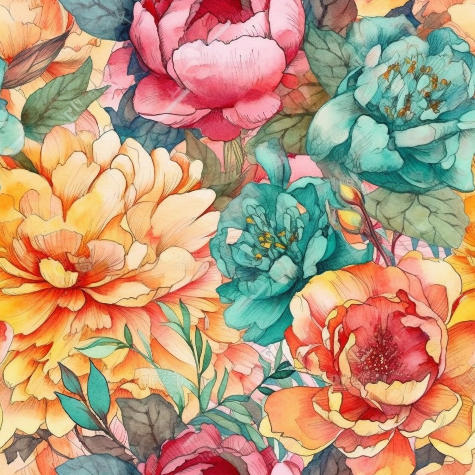 Spring Summer Floral Print Seamless Pattern Repeating File for Fabric ...