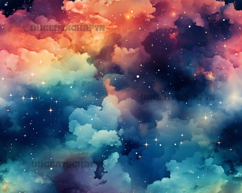 20 Galaxy Stars Digital Paper, Space Background, Watercolor Galaxy ...