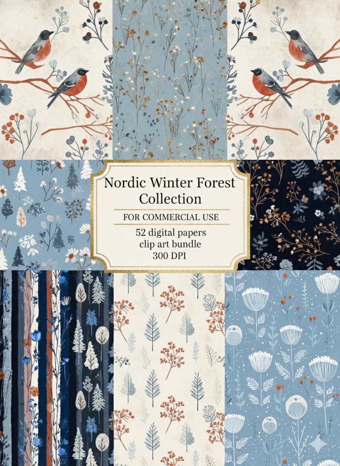 Scandinavian Winter Digital Paper Pack – Nordic Seamless Patterns for ...