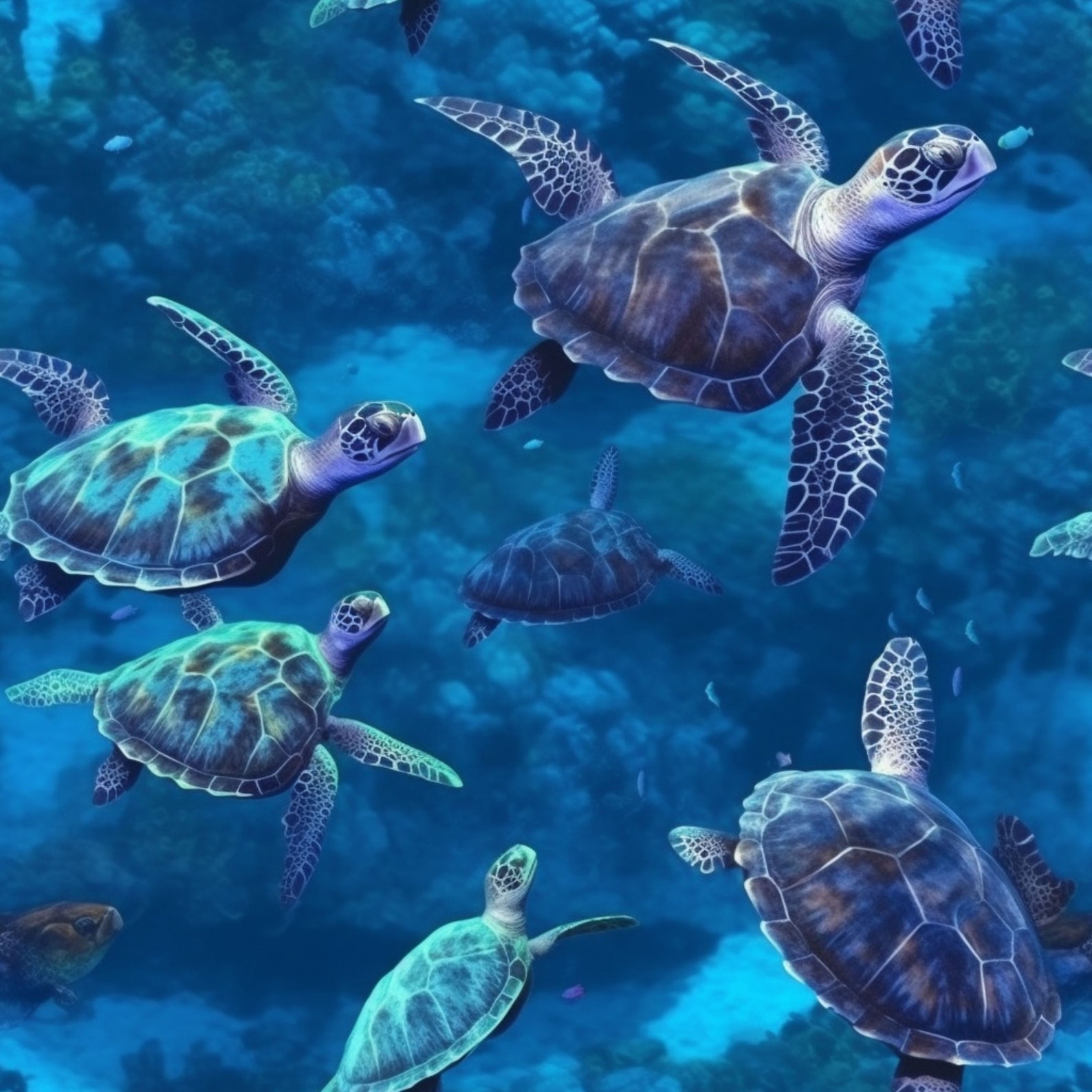 19 Sea Turtle Seamless File Digital Seamless Patterns Papers ...