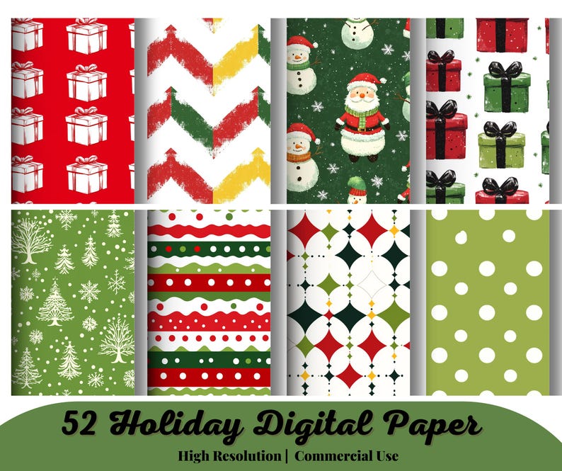 52 SALE Christmas Digital Paper Red and Green Christmas Digital Paper ...
