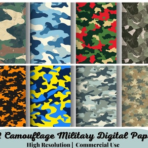 32 Camouflage Military Digital Paper, Seamless Pack, Different Patterns ...