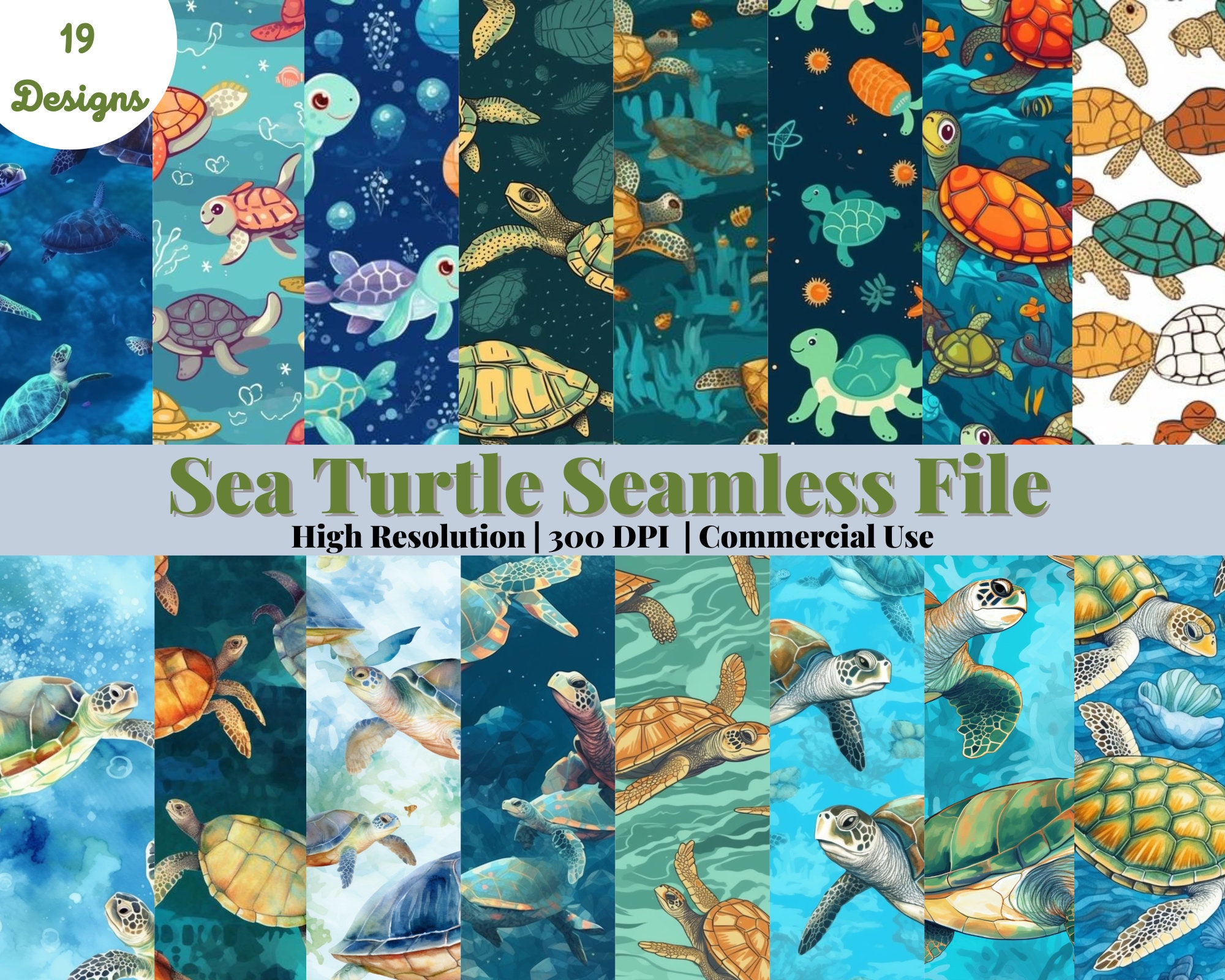 19 Sea Turtle Seamless File Digital Seamless Patterns Papers ...