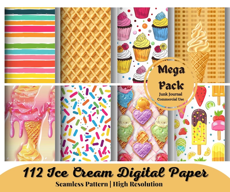 112 SALE Ice Cream Digital Paper Candy Pattern Pineapple Pattern ...