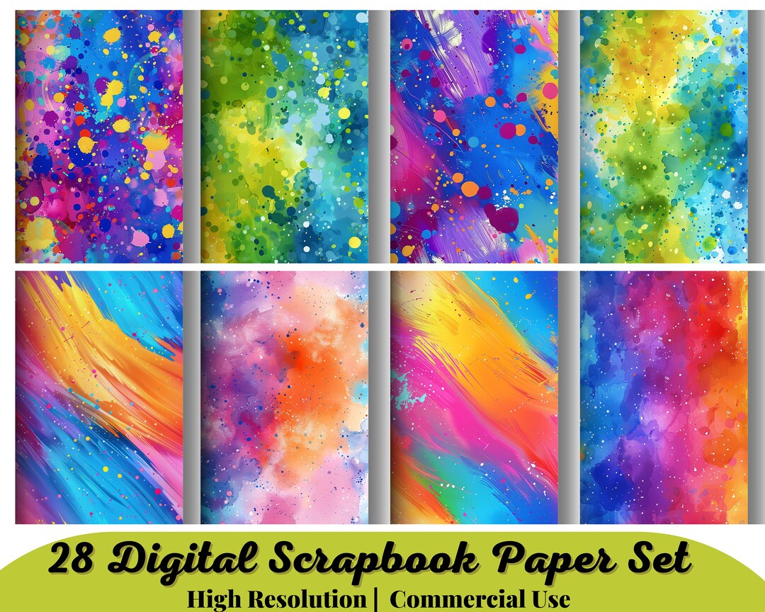 28 Digital Scrapbook Paper Set, Printable Backgrounds, Carnival ...