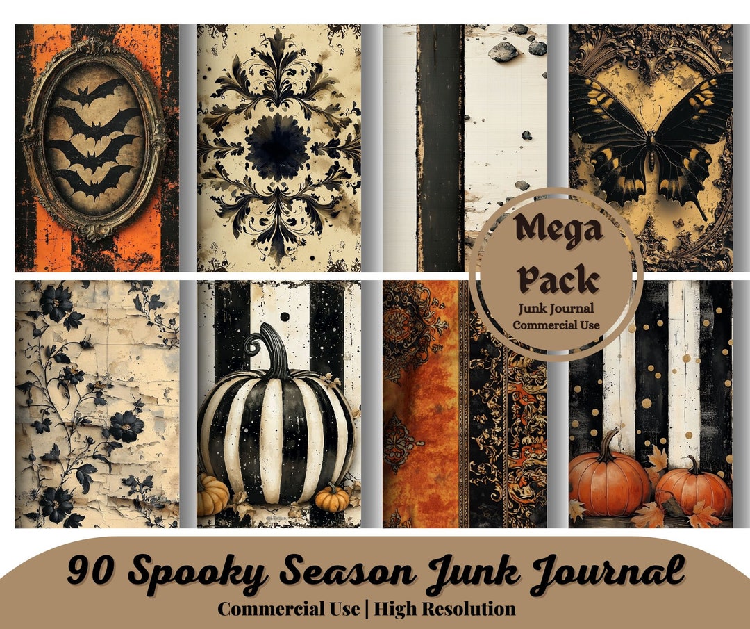 90 Spooky Season Printable Papers, Junk Journal Kit, Pages ...
