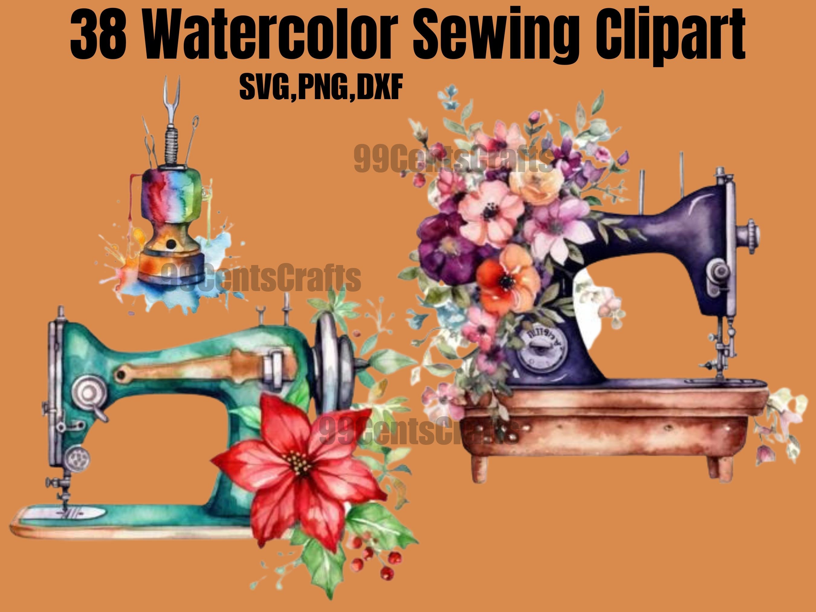 38 Watercolor Sewing Clipart Graphicinstant Download - Etsy