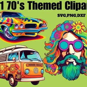 81 Designs 70's Themed Clipart Cut Files, SVG PNG JPG, Silhouette ...