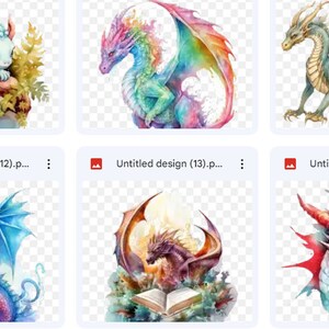 101 Fantasy Dragons Watercolor Clipart, Magical Mystical Art, Fantasy ...