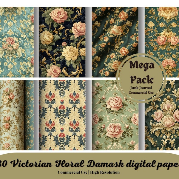 Damask Digital Paper - Etsy