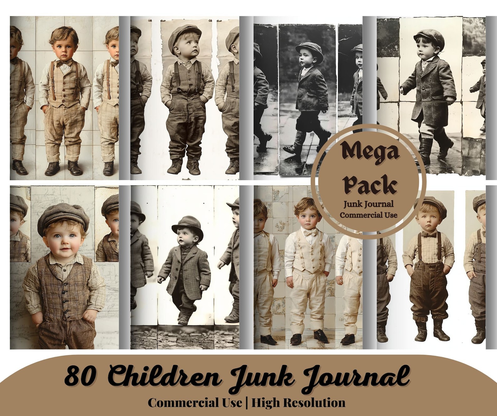 80 Junk Journal Kit, Junk Journal Printable, Vintage Children Fussy Cut ...