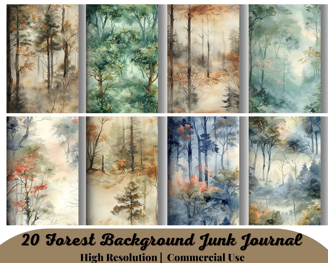 20 Forest Background Junk Journal, Digital Kit, Forest Collage ...