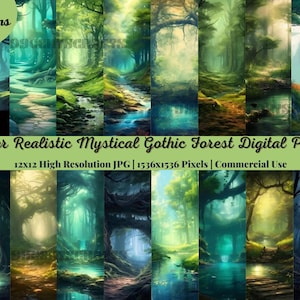20 Printable Gothic Forest Digital Paper, Enchanted Dark Forest ...