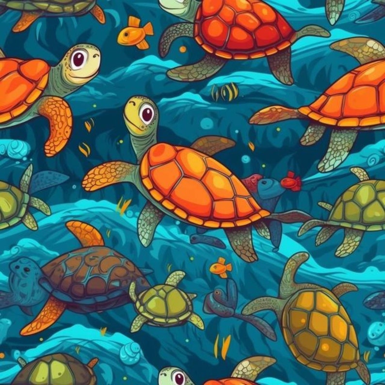 19 Sea Turtle Seamless File Digital Seamless Patterns Papers ...