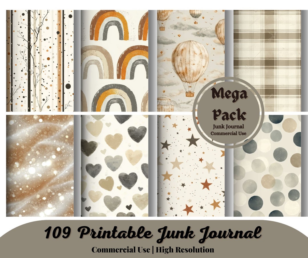 109 Printable Neutral Newborn Paper Pack, Boho Baby Nursery Ephemera ...