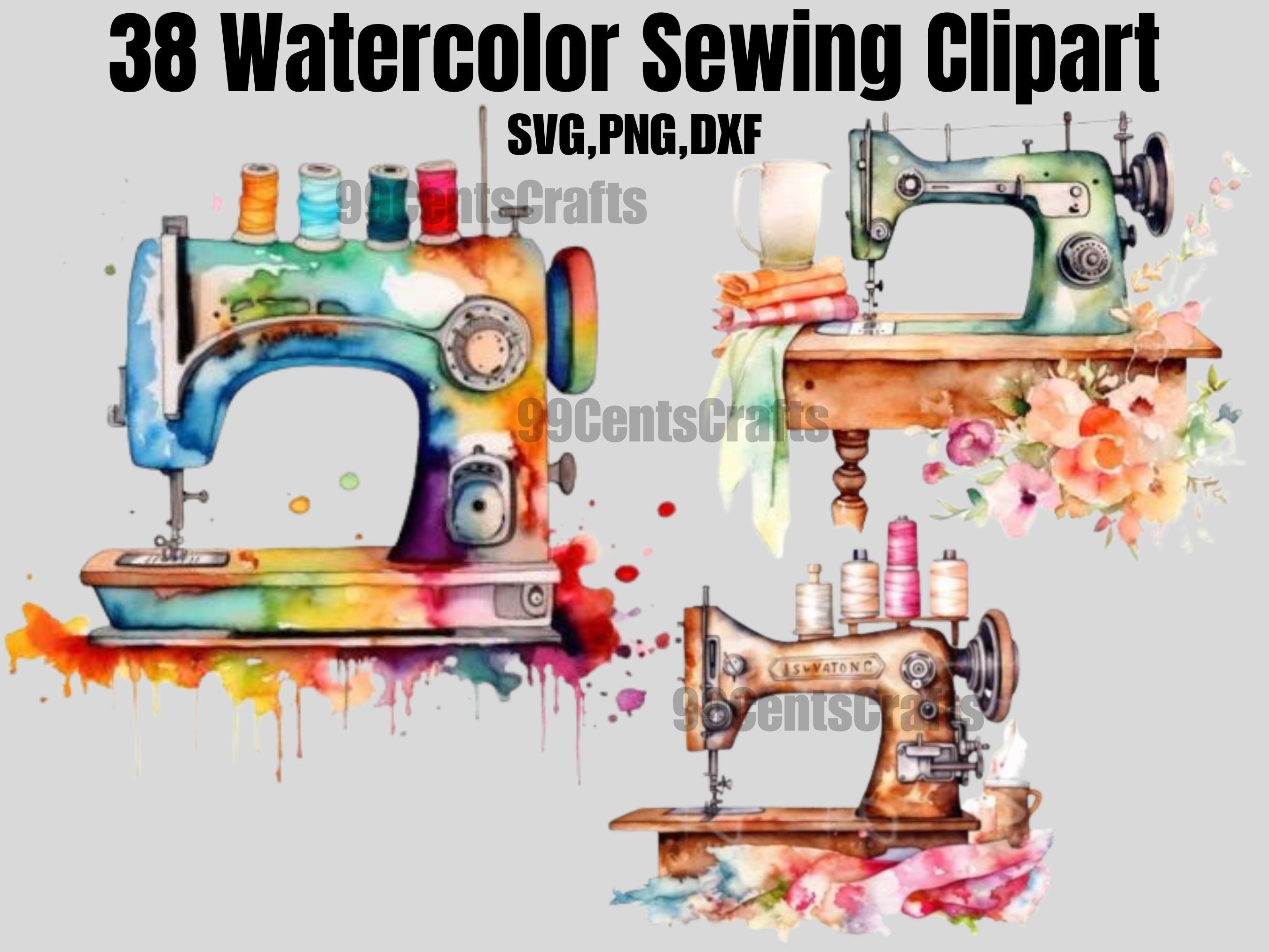 38 Watercolor Sewing Clipart Graphicinstant Download - Etsy