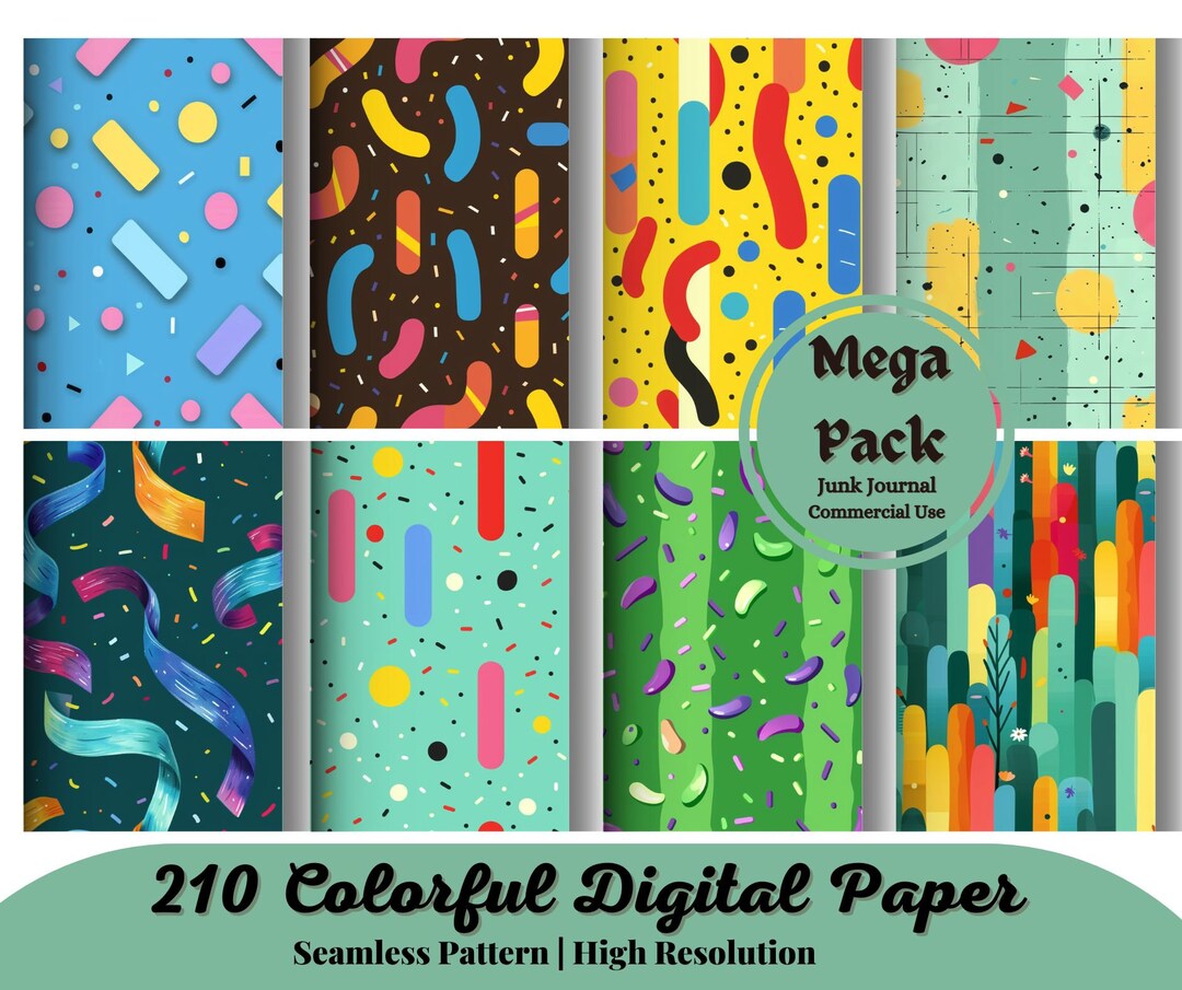 210 Sprinkles Digital Paper, Colorful Scrapbook Paper, Donut Sprinkles ...