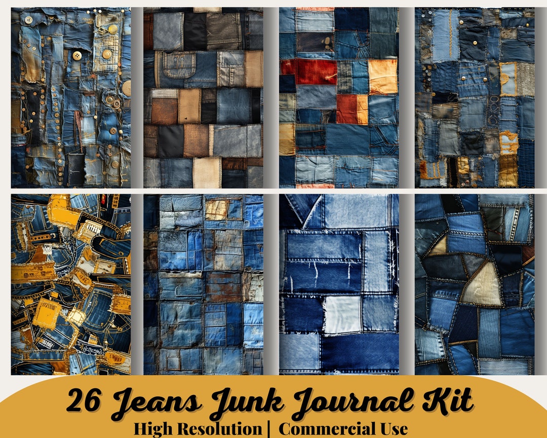 26 Jeans Junk Journal Kit, Old Denim Insert, Vintage Ephemera ...