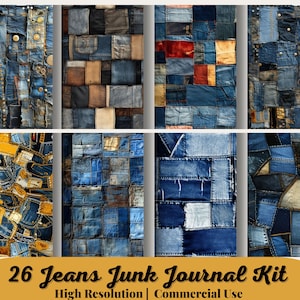 26 Jeans Junk Journal Kit, Old Denim Insert, Vintage Ephemera ...