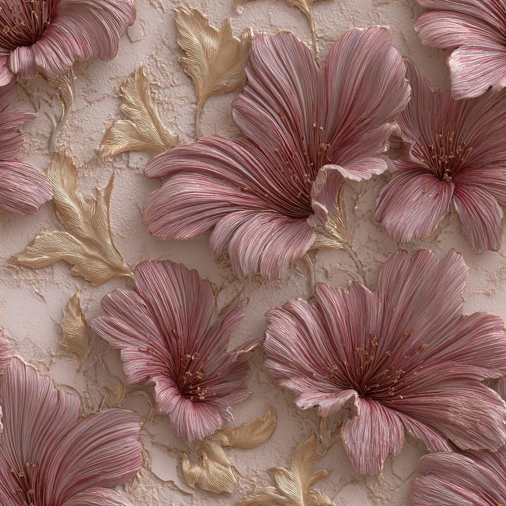 3D Plaster Floral Pattern Digital Paper | Ornate Botanical Background ...