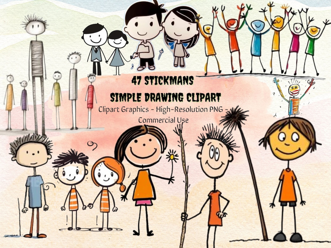 47 Stickmans Simple Drawing Clipart, Stick Boy Clipart, Stick Girl Png ...