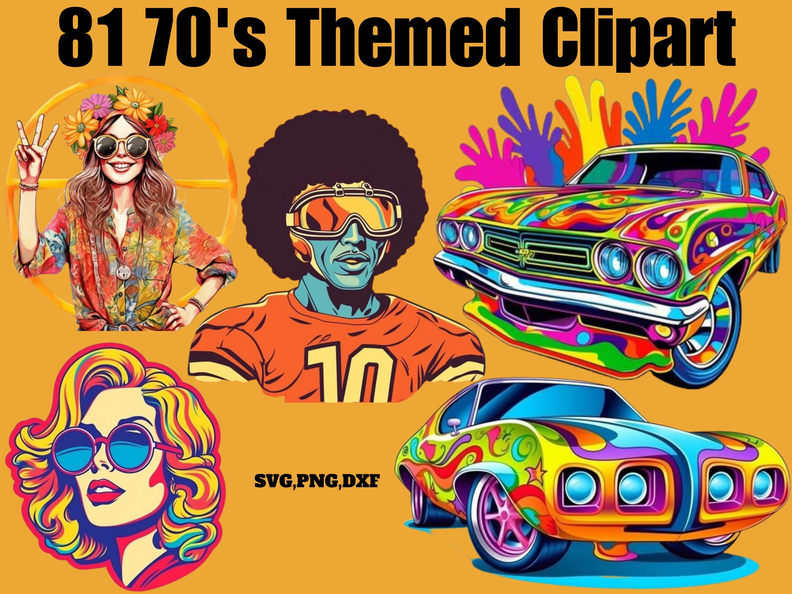 81 Designs 70's Themed Clipart Cut Files SVG PNG JPG - Etsy