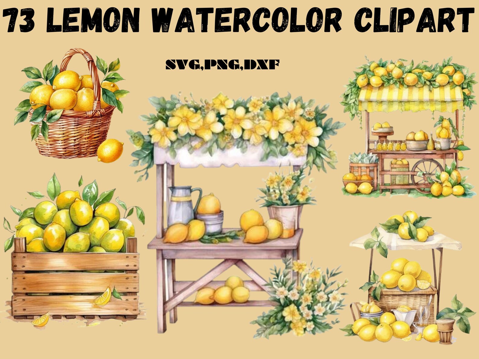 73 Lemon Watercolor Clipart Lemon Truck Clipart Lemons - Etsy