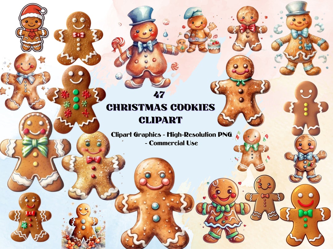 47 Christmas Cookies Clipart, Gingerbread Man Clipart, High Quality ...