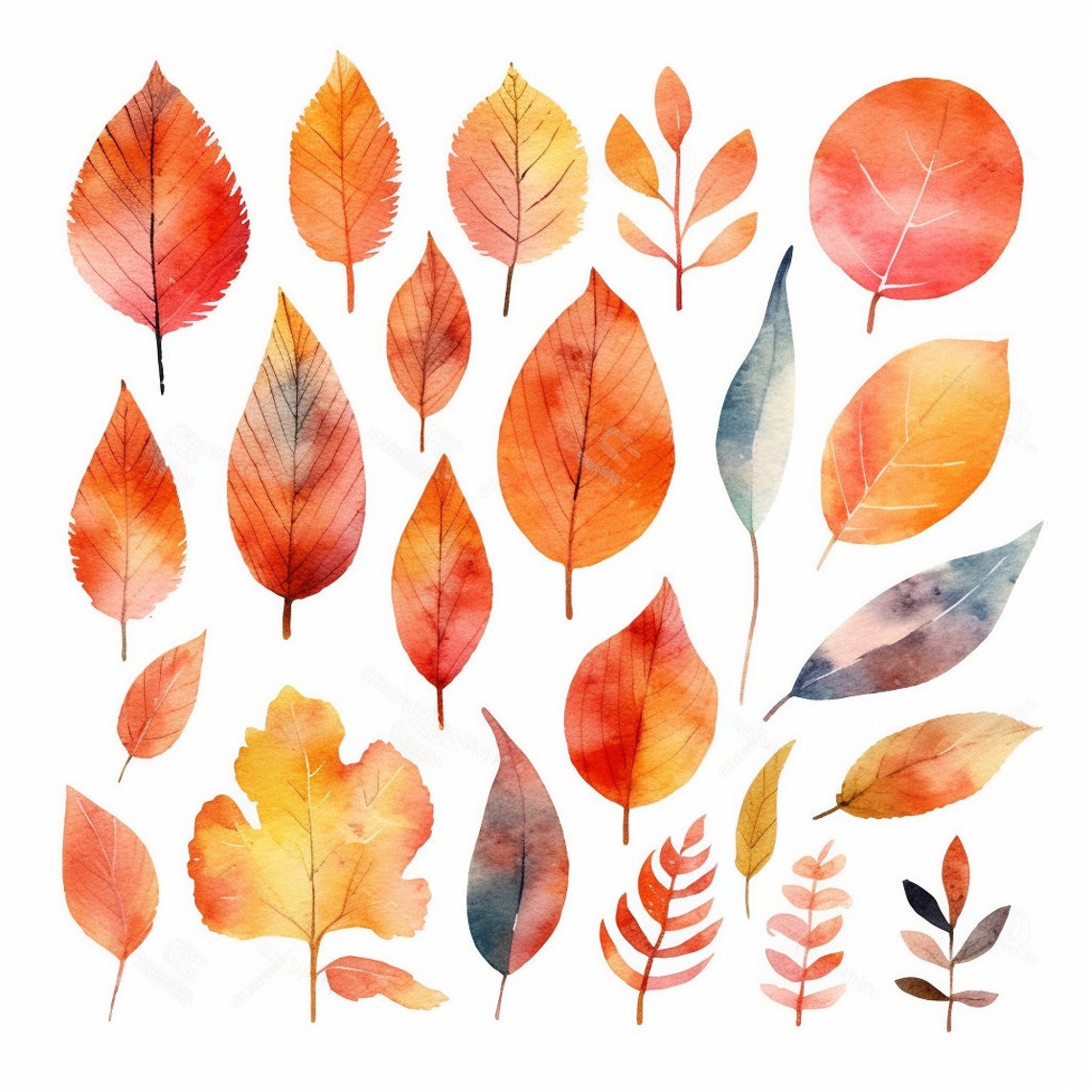 Watercolor Fall Leaves Clipart Autumn Clipart Fall Clipart Thanksgiving ...