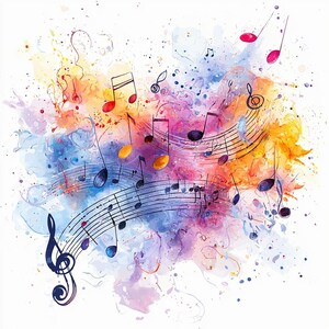 119 Watercolor Music Notes Clipart, Digital Download, Digital Paper ...